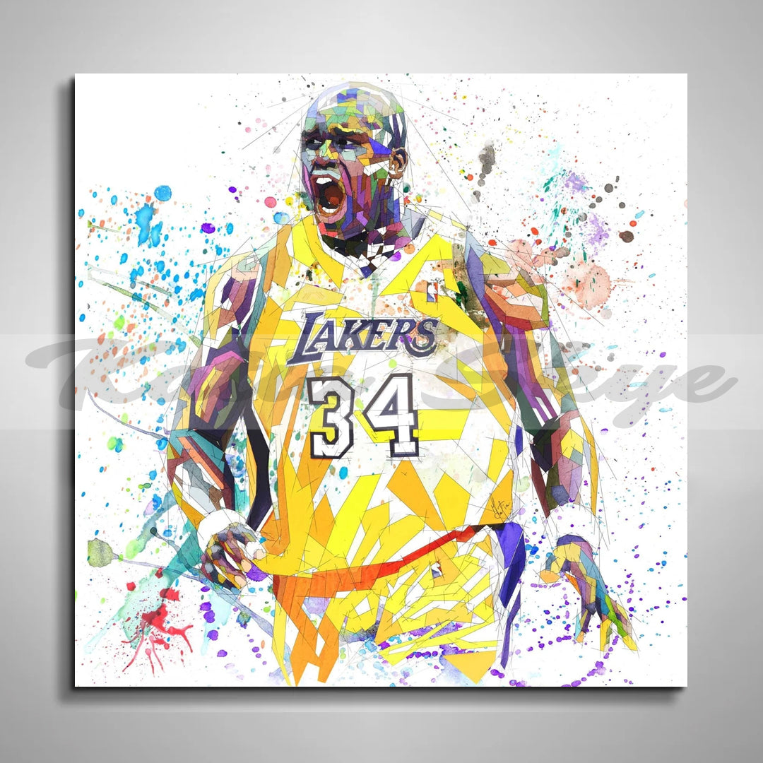 Shaquille O'Neal Abstract Basketball Wall Art Sports Canvas // NBA-SO01